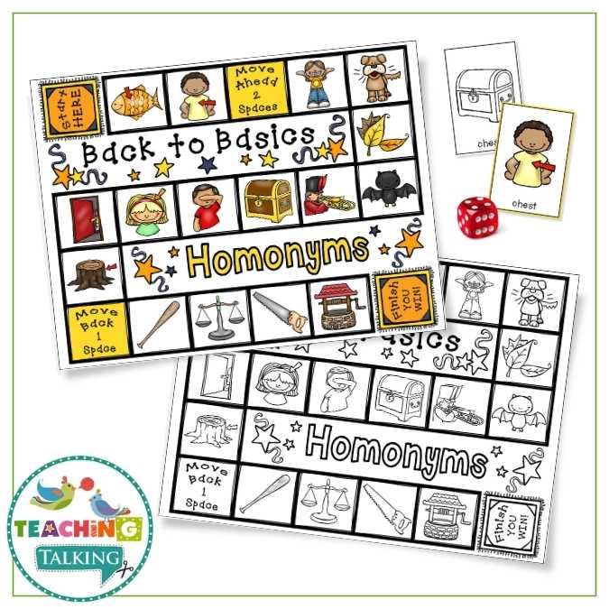 Worksheets, Game and Cards for Homonyms - Teaching Talking