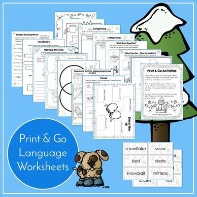Print & Go Language Activity Worksheets for Winter - Teaching Talking