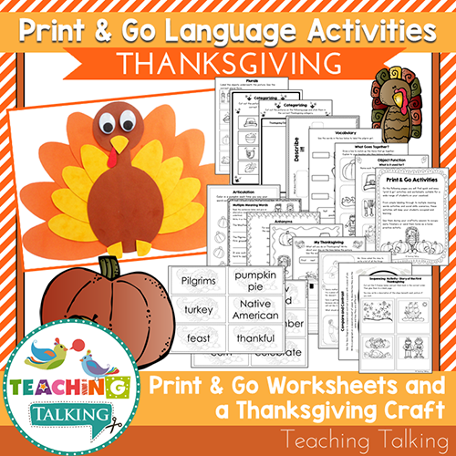 Thanksgiving Speech Therapy Activities Value Bundle - Teaching Talking