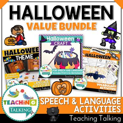Print & Go Language Activity Worksheets for Halloween - Teaching Talking