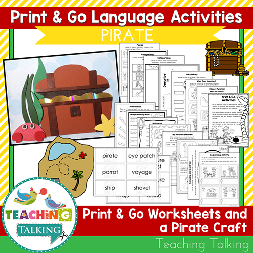 Print & Go Language Activity Worksheets for Pirates - Teaching Talking